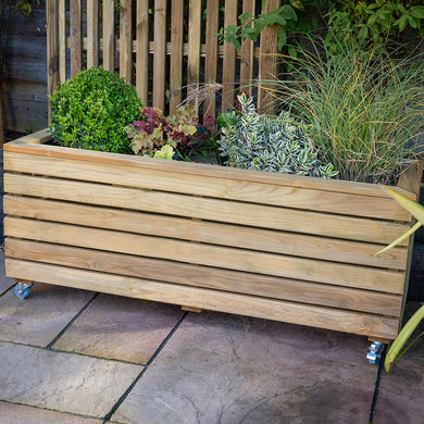 Garden Linear Long Planter with Wheels for Mobility