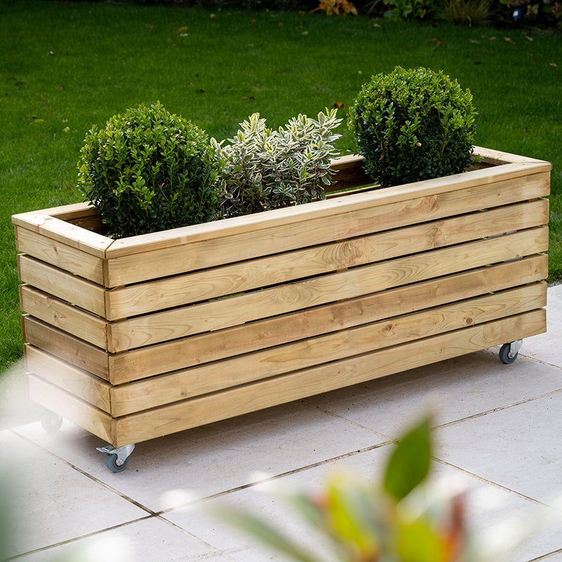 Garden Linear Long Planter with Wheels for Mobility